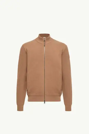 Moncler Wool & Cashmere Zip-up Cardigan - Brown