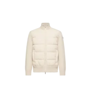 Moncler Padded Wool Zip-up Cardigan - Beige