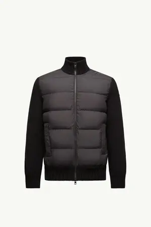 Moncler Padded Wool Zip-up Cardigan - Black