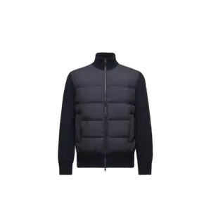 Moncler Padded Wool Zip-up Cardigan - Blue