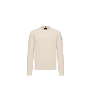 Moncler Cotton Knit Sweater With Tricolor Accent - White