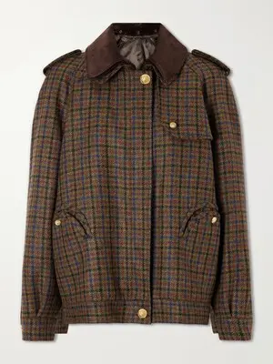 BLAZÉ MILANO Chausie Checked Wool Trench Jacket - Brown