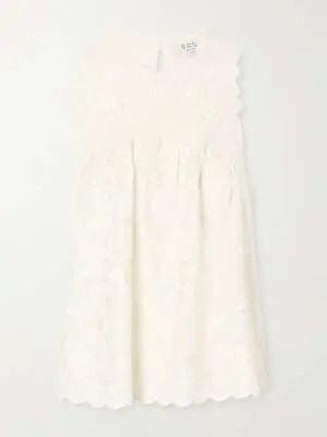 Sea Alina Lace-embroidered Satin Blouse Cream