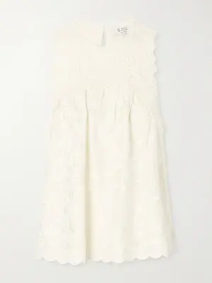Sea Alina Lace-embroidered Satin Blouse - Neutrals