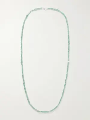 Le Sundial Sterling Silver, Aventurine And Pearl Necklace - Green