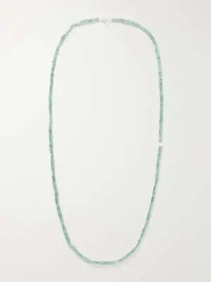 Le Sundial Sterling Silver, Aventurine And Pearl Necklace - Jade