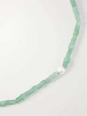 Le Sundial Sterling Silver, Aventurine And Pearl Necklace