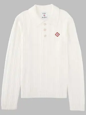Casablanca Polo A Manica Lunga In Boucl - White
