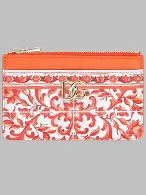 Dolce & Gabbana Portacarte In Vitello Stampa Maiolica - Orange