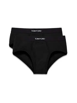 TOM FORD Bi-pack Slip Underwear With Elastic Waistband And Logo Detailing - Black
