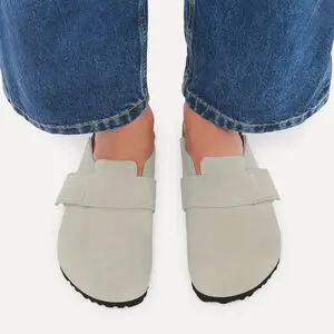 BIRKENSTOCK Loma Suede Leather Clogs - Oyster