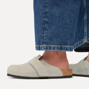 BIRKENSTOCK Loma Suede Leather Clogs - Oyster