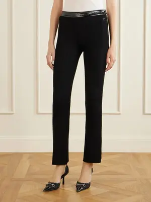 COURREGES Ribbed Flared Vinyl Trim Pants