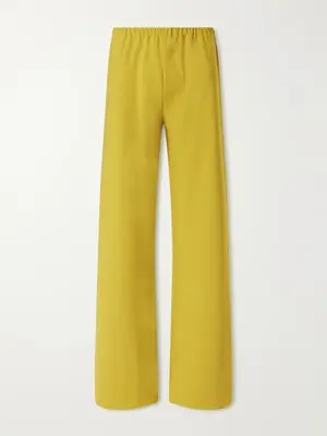 LA LIGNE Colby Recycled Stretch-crepe Wide-leg Pants - Green