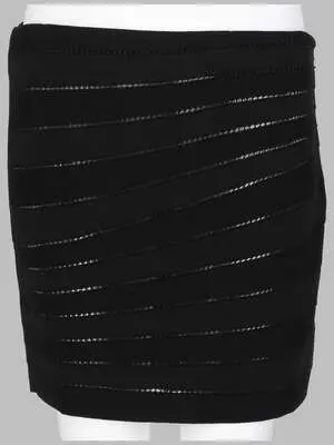Balmain Mini Knit Skirt With Flechage Detail - Black