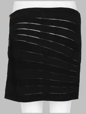 Balmain Mini Knit Skirt With Flechage Detail - Black