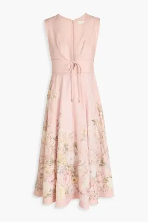 Zimmermann Floral Print Linen Midi Dress