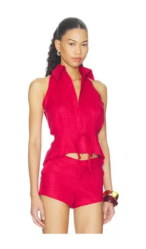AEXAE Linen Sweetheart Top