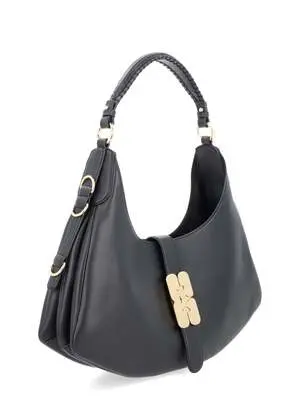 GANNI Kat Small Shoulder Bag With Gold Tone Clasp - Black