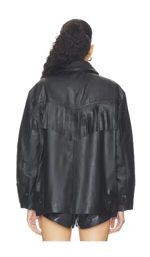 FOUND Hand Embroidered Leather Fringe Jacket