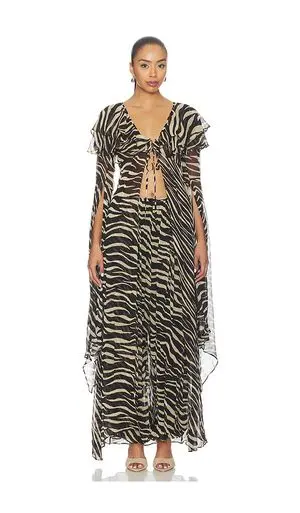 Ronny Kobo Kyle Maxi Top In Black & White - Zebra