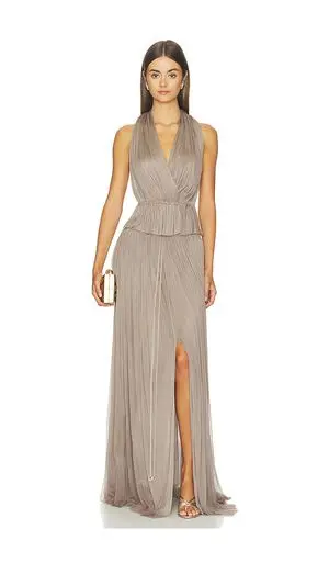 Hanne Bloch Halterneck Silk Tulle Top - Taupe