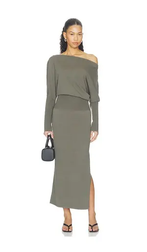Simkhai Janese Off Shoulder Midi Dress In Army