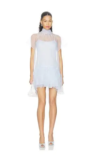 Simkhai Beaux Tiered Mini Dress In Baby Blue - Periwinkle Sky