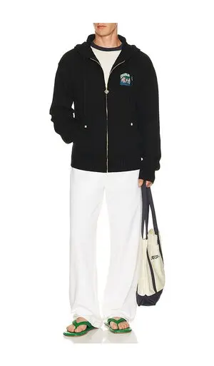 Casablanca Zip Up Hoodie In Black