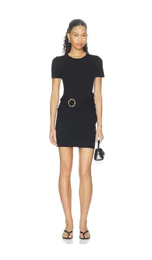 Simkhai Leni Short Sleeve Draped Mini Dress - Black