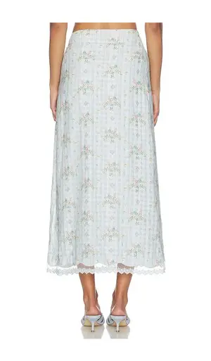 Agua Bendita Tove Bleu Printed Midi Skirt