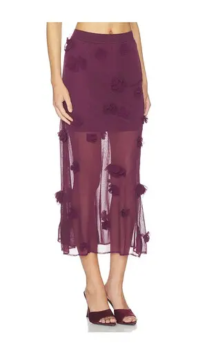 Simkhai Floral Appliqué Midi Skirt - Fig