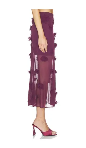 Simkhai Floral Appliqué Midi Skirt - Fig