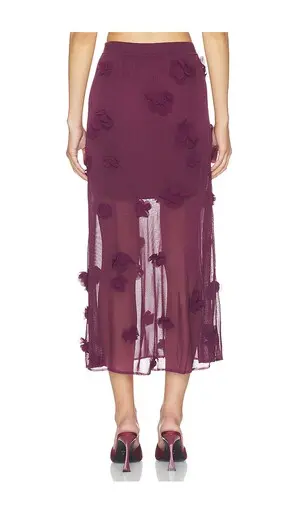 Simkhai Floral Appliqué Midi Skirt - Fig
