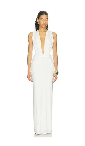 Shona Joy Miro Sleeveless Plunged Maxi Dress - Ivory