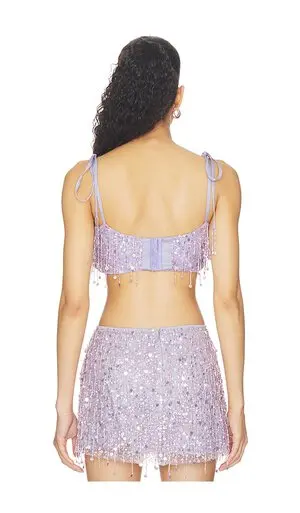 ASTA RESORT Yasmin Hand Beaded Tie Bralette In Lavender