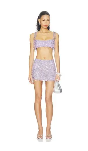 ASTA RESORT Yasmin Hand Beaded Tie Bralette In Lavender