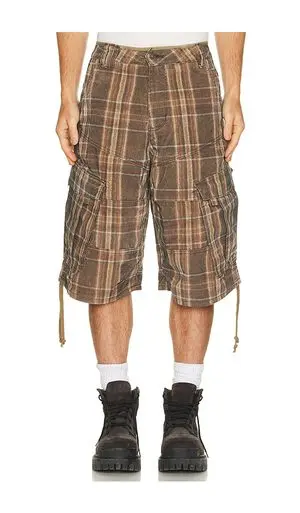 JADED LONDON Check Corduroy Cargo Shorts