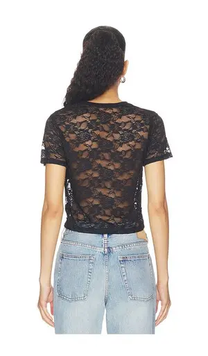 Michael Lauren Tyrique Lace Crop Baby Tee
