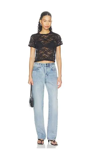 Michael Lauren Tyrique Lace Crop Baby Tee