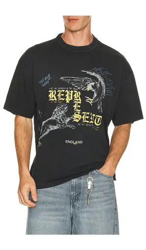REPRESENT Enemy Tee In Black - Washed Black