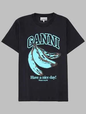 GANNI Banana Print T-shirt - Black