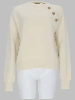 Balmain Maglia Con Bottoni Gioiello - Cream