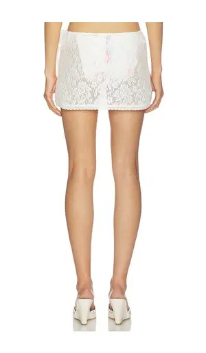 Tularosa Lace Mini Skirt With Side Tie Detail