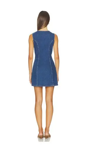 Good American The Denim V Neck Dress In Blue