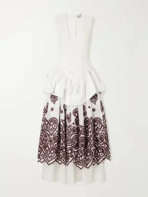 ALEMAIS Bobby Embroidered Cotton Midi Dress