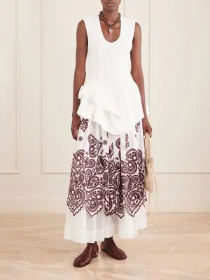 ALEMAIS Bobby Embroidered Cotton Midi Dress