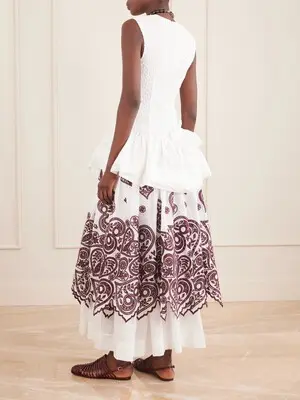 ALEMAIS Bobby Embroidered Cotton Midi Dress