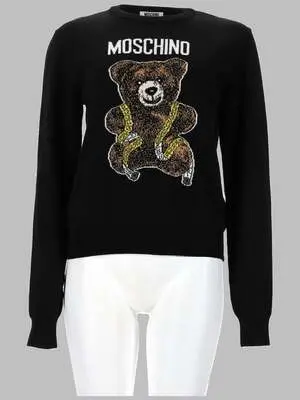 Moschino Teddy Bear Print Wool Sweater - Black