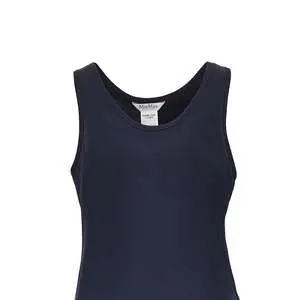 Max Mara Sleeveless Silk Cady Top With M Embroidery - Blue